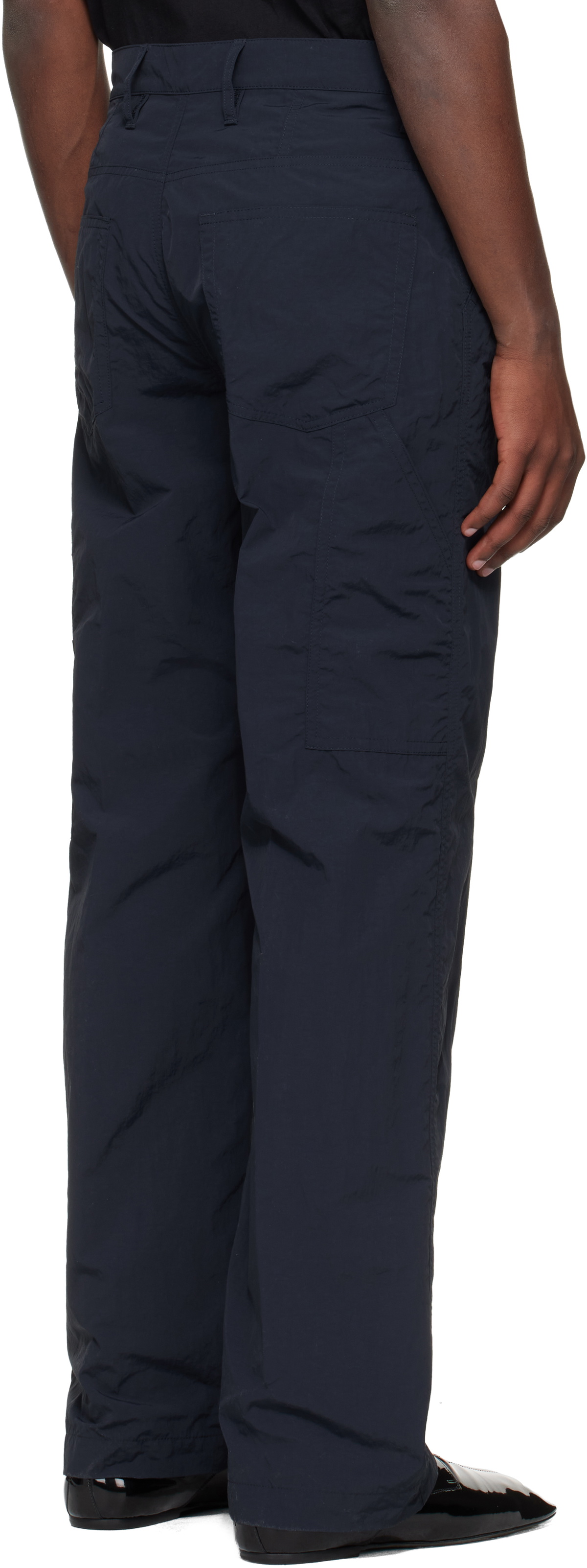 Dries Van Noten Navy Crinkle Cargo Pants Dries Van Noten
