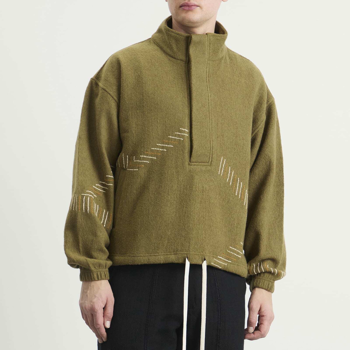 Kartik Research Men's Beaded Kaza Jacket in Moss/Ecru/Yellow Kartik ...