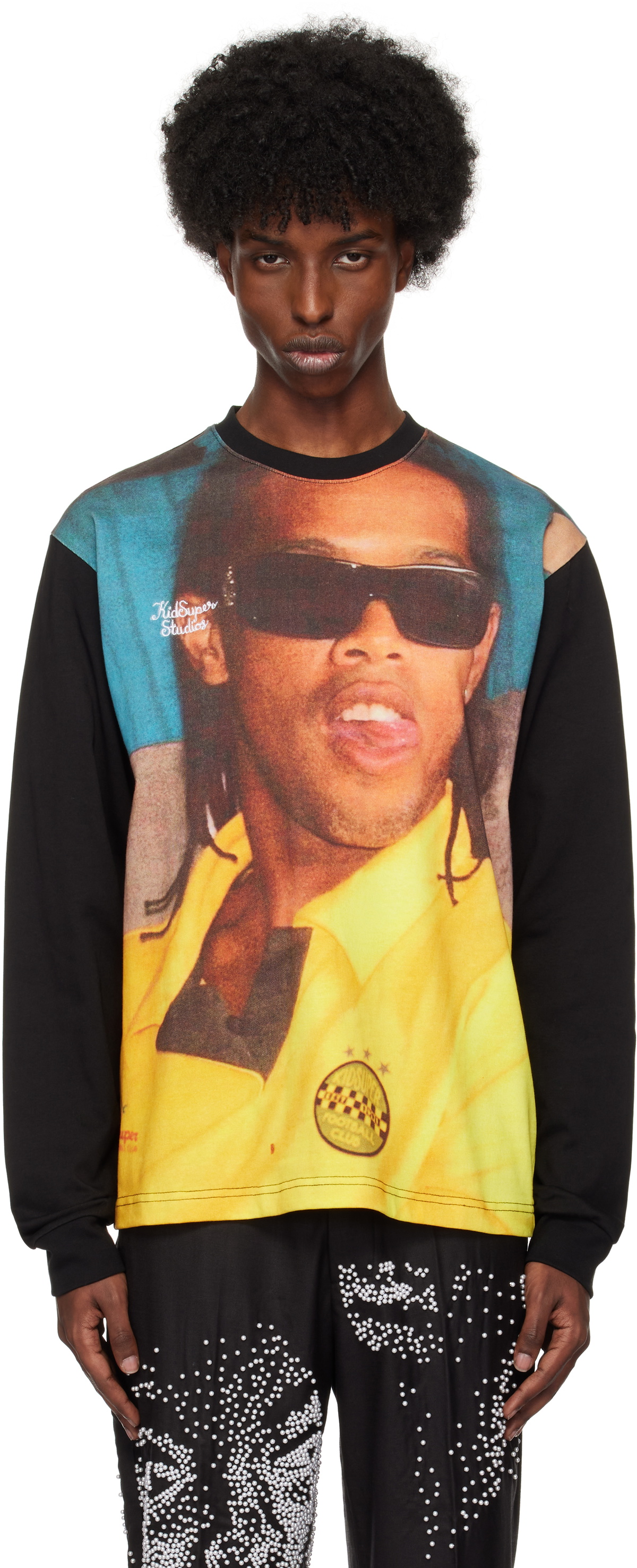 KidSuper Black Ronaldinho Edition Printed Long Sleeve T-shirt KidSuper