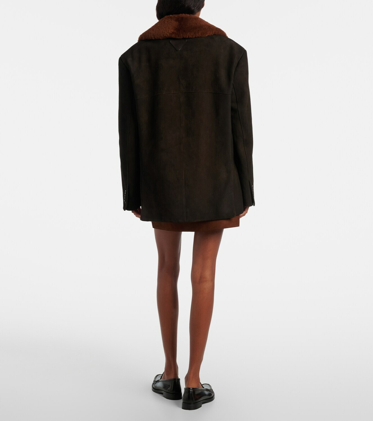 Prada Shearling-trimmed suede jacket Prada