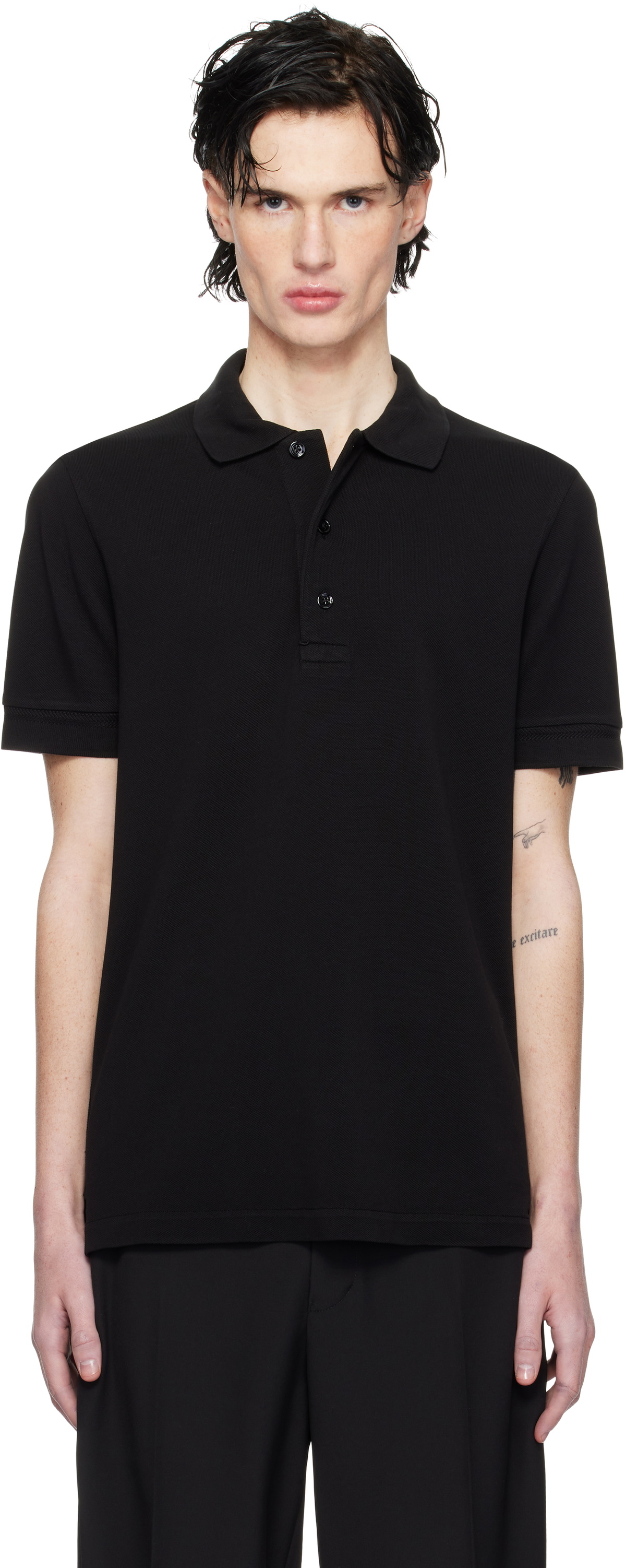 TOM FORD Black Three-Button Polo TOM FORD