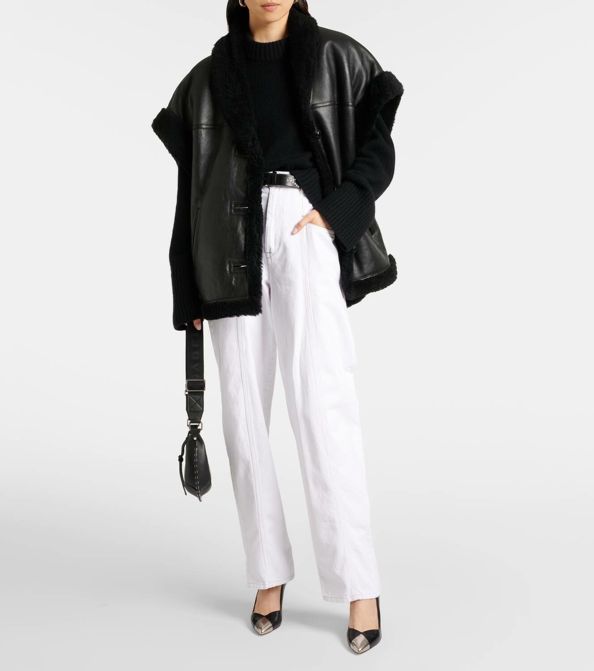 Isabel Marant Medilia shearling-trimmed leather vest Isabel Marant