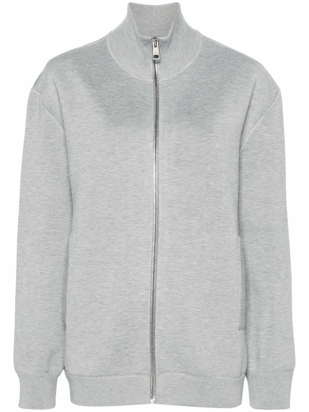 Gucci Grey Raised-Logo Zip-Up Cardigan Gucci