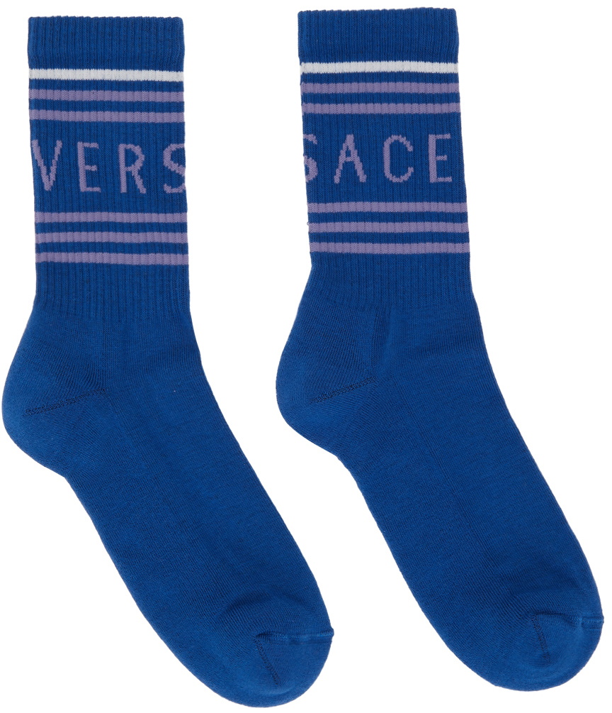 Versace Blue & Purple Logo Socks Versace