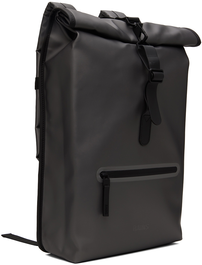 RAINS Gray Rolltop Backpack Rains