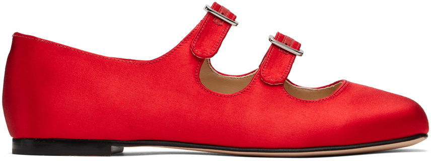 Sandy Liang SSENSE Exclusive Red MJ Double Strap Ballerina Flats Sandy ...