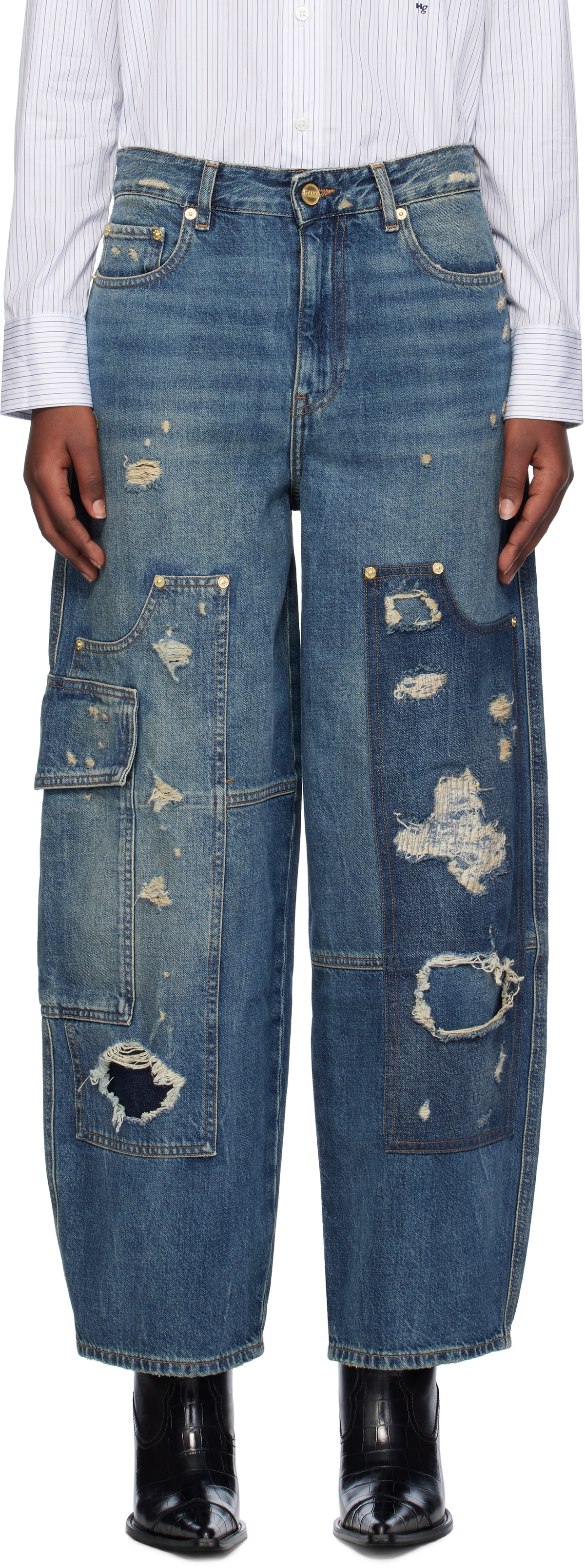 GANNI Blue Heavy Washed Carpenter Jeans GANNI
