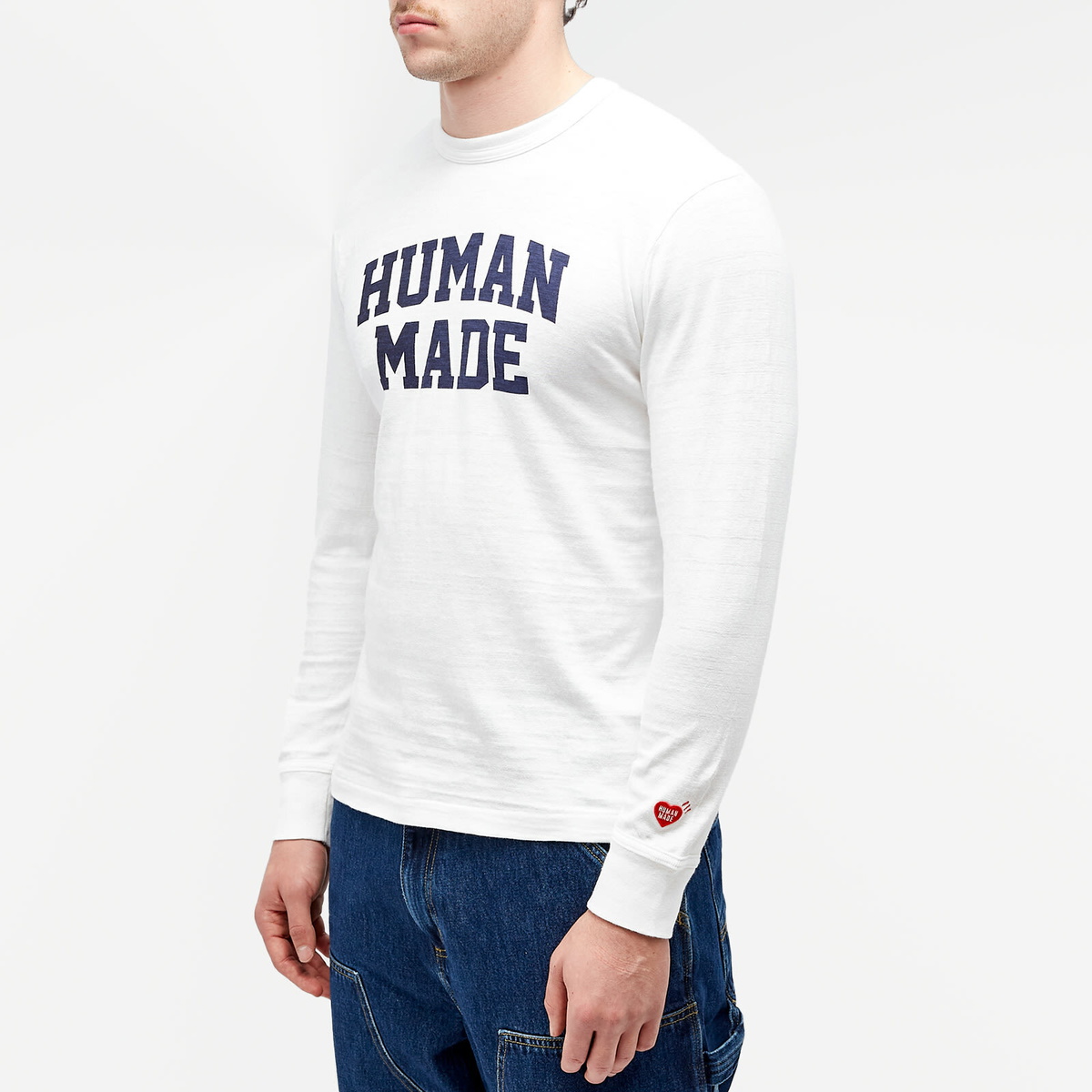 Human Made Men's Long Sleeve Logo T-Shirt in White Human Made