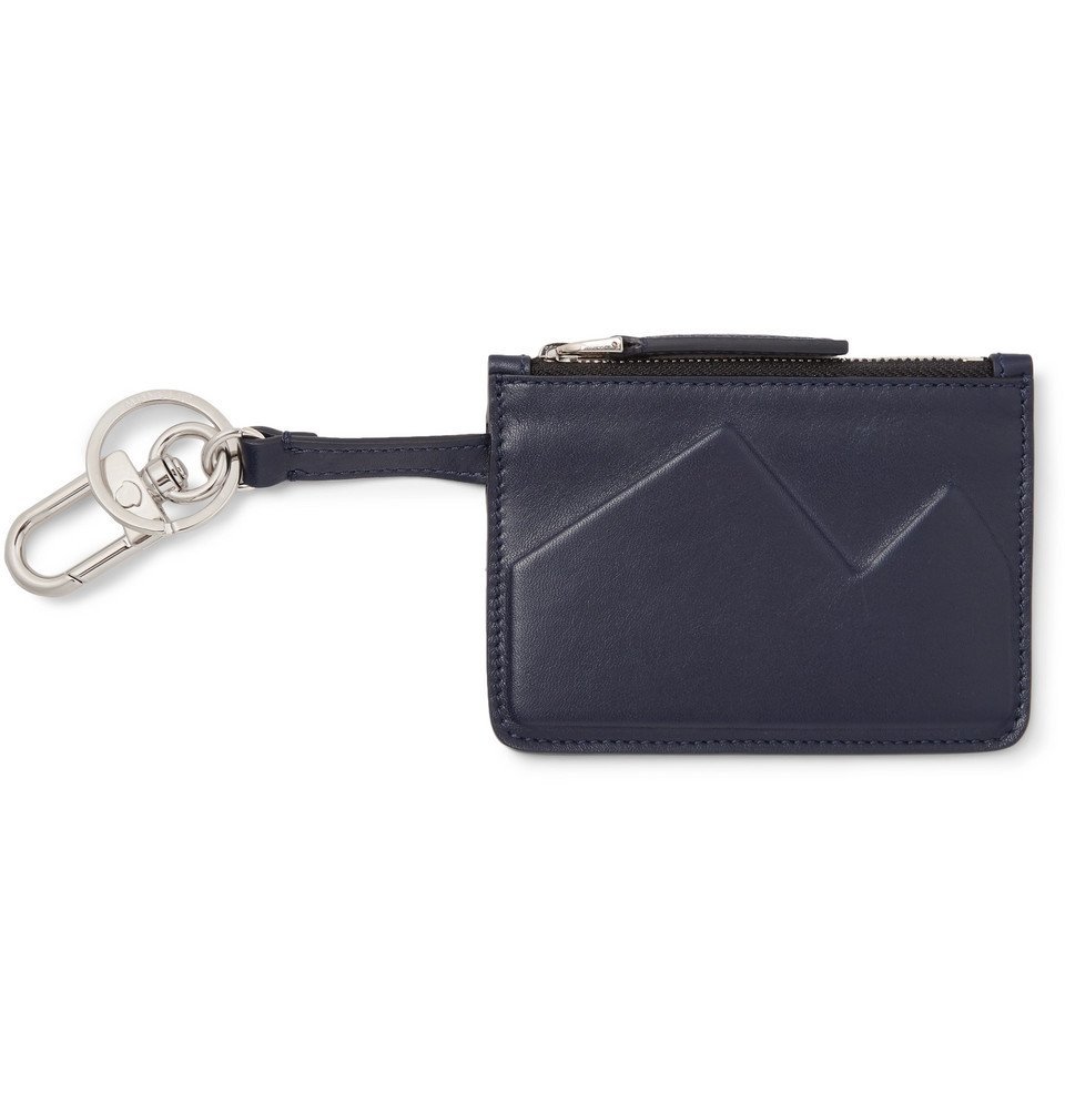 Moncler - Embossed Leather Zipped Cardholder - Men - Navy Moncler