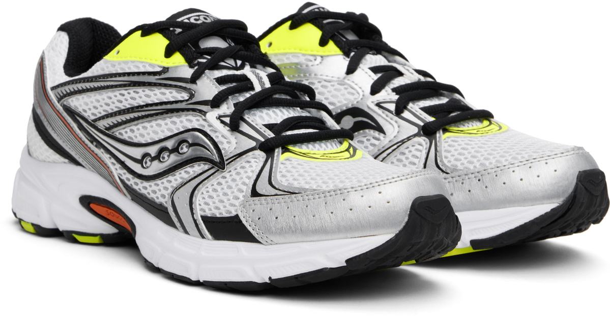 Saucony White & Silver Grid Ride Millennium Sneakers Saucony