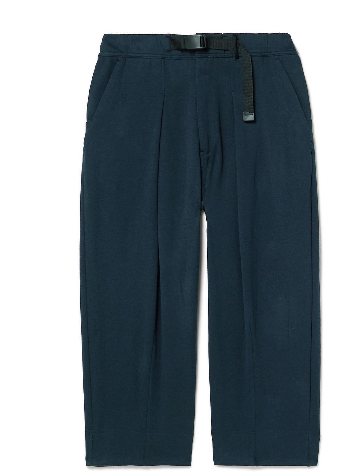 Norbit by Hiroshi Nozawa - Belted Cotton-Blend Jersey Trousers - Blue