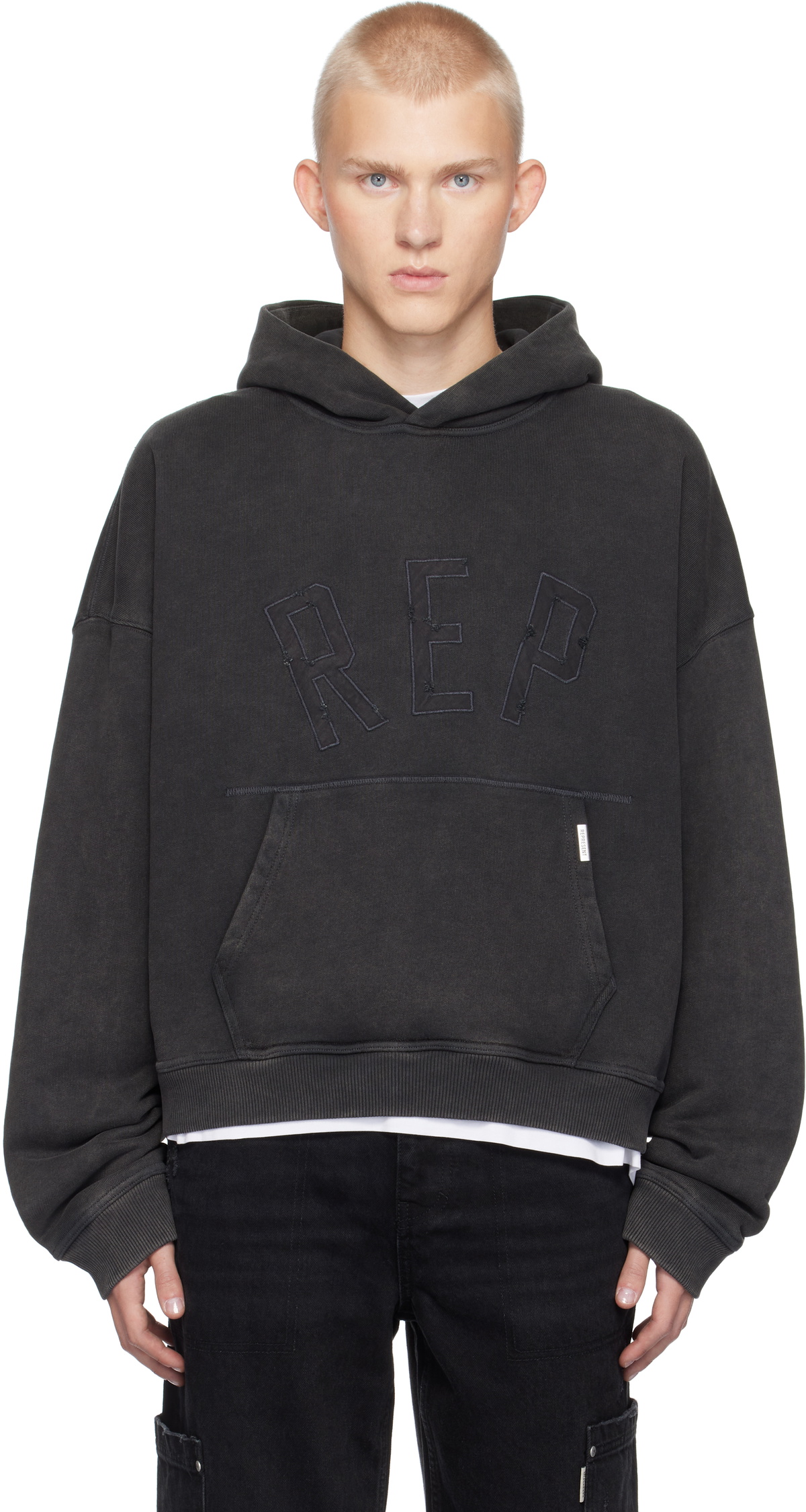 Represent Black 'Rep' Applique Hoodie Represent