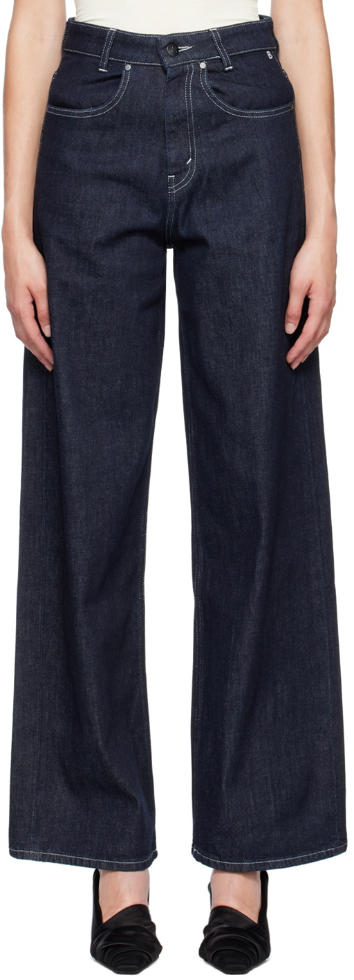 BITE Studios Blue Wide-Leg Raw Denim Jeans BITE