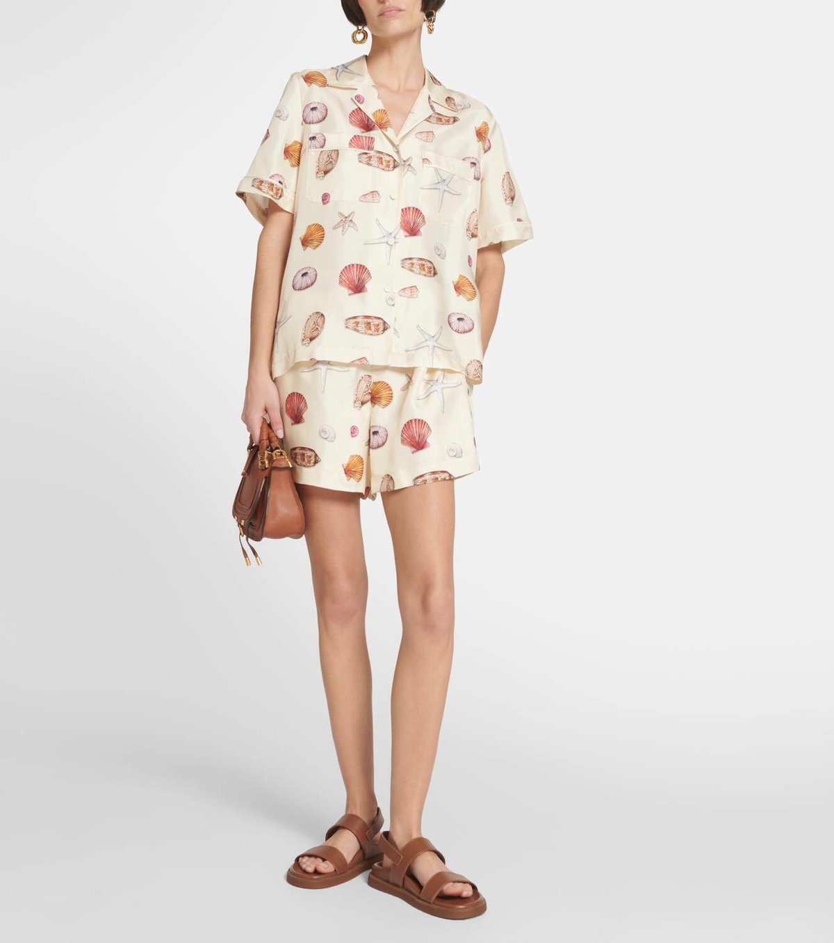 Chloé High-rise printed silk shorts Chloe