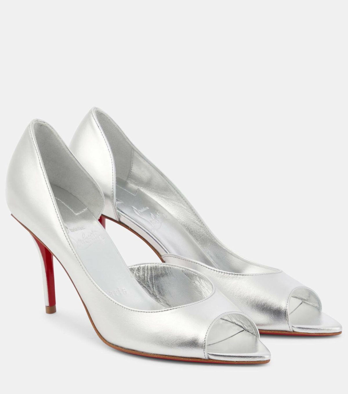 Christian Louboutin Open Apostropha 80 metallic leather pumps Christian ...