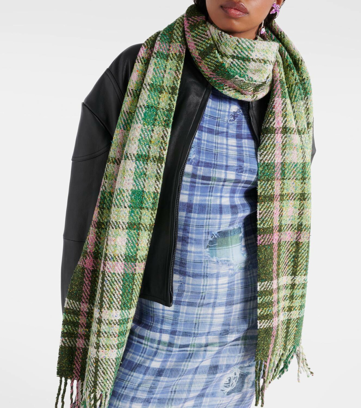 Acne Studios Checked wool and silk-blend scarf Acne Studios