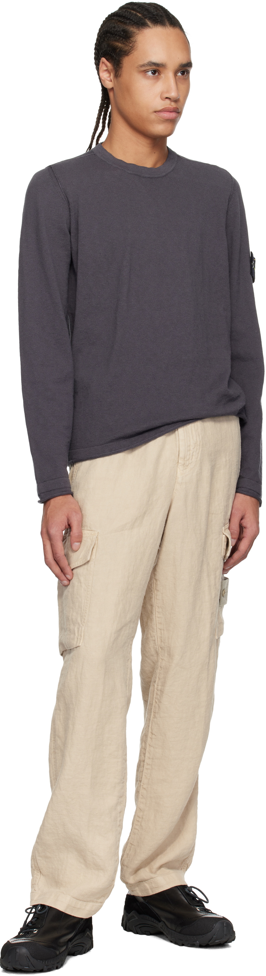 Stone Island Gray Organic Cotton & Nylon Sweater Stone Island