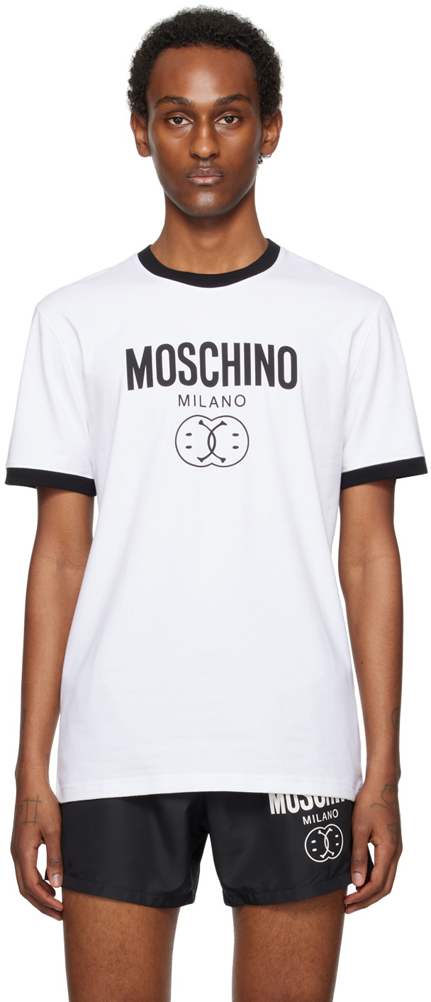 Moschino White Double Smiley T-Shirt Moschino