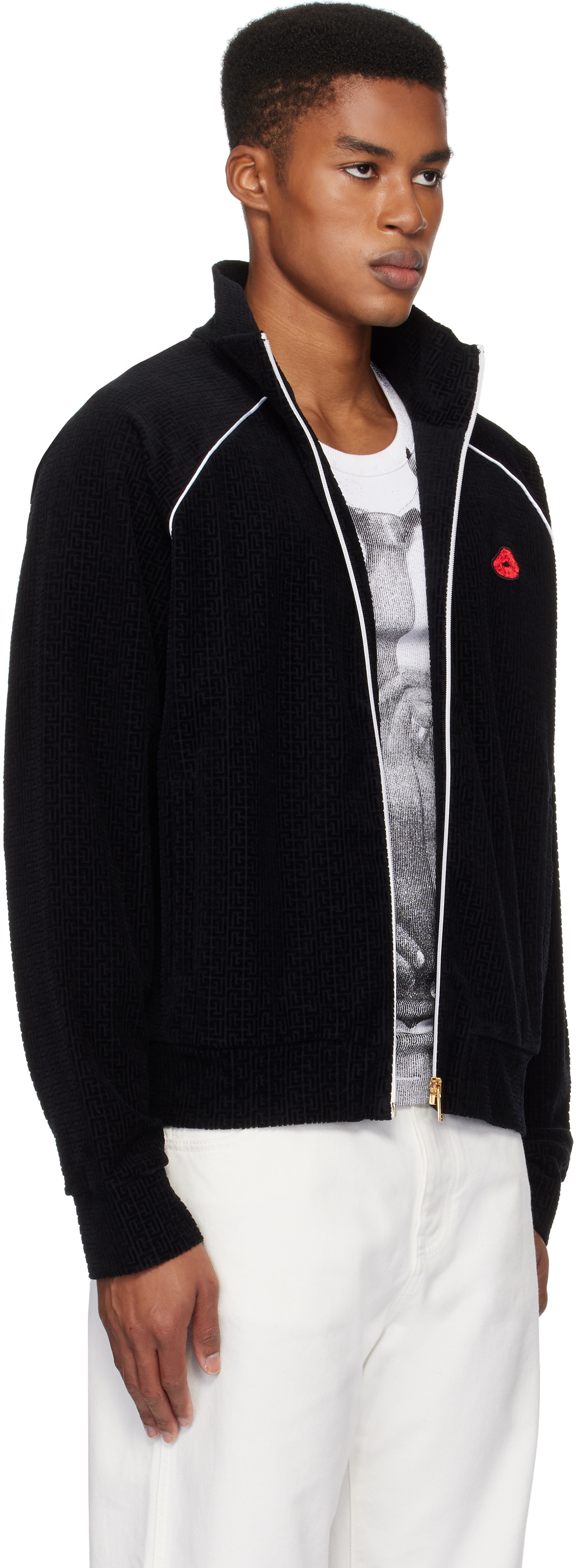 Balmain Black Monogram Kiss Jersey Track Jacket Balmain