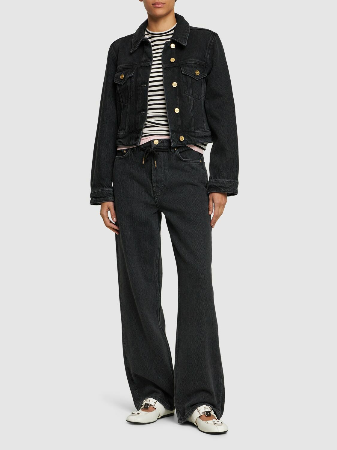 GANNI - Heavy Cotton Denim Crop Jacket GANNI
