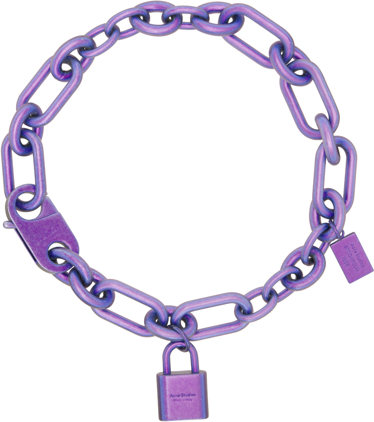 Acne Studios Blue & Purple Padlock Chain Necklace Acne Studios