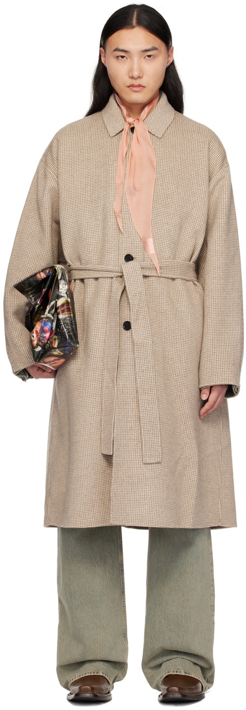 Acne Studios Beige Houndstooth Coat Acne Studios