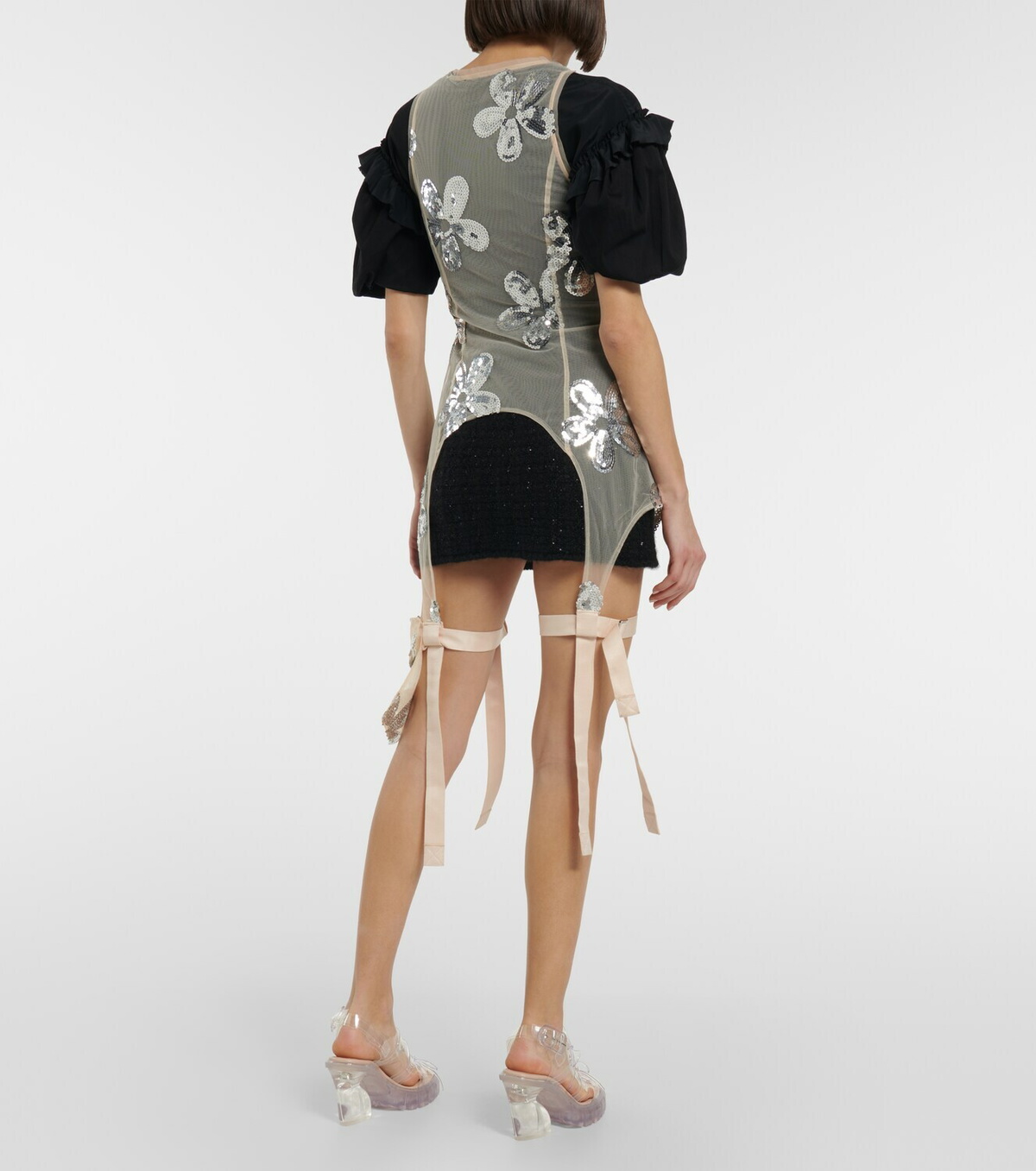 Simone Rocha - Sequined zip-up tulle top Simone Rocha