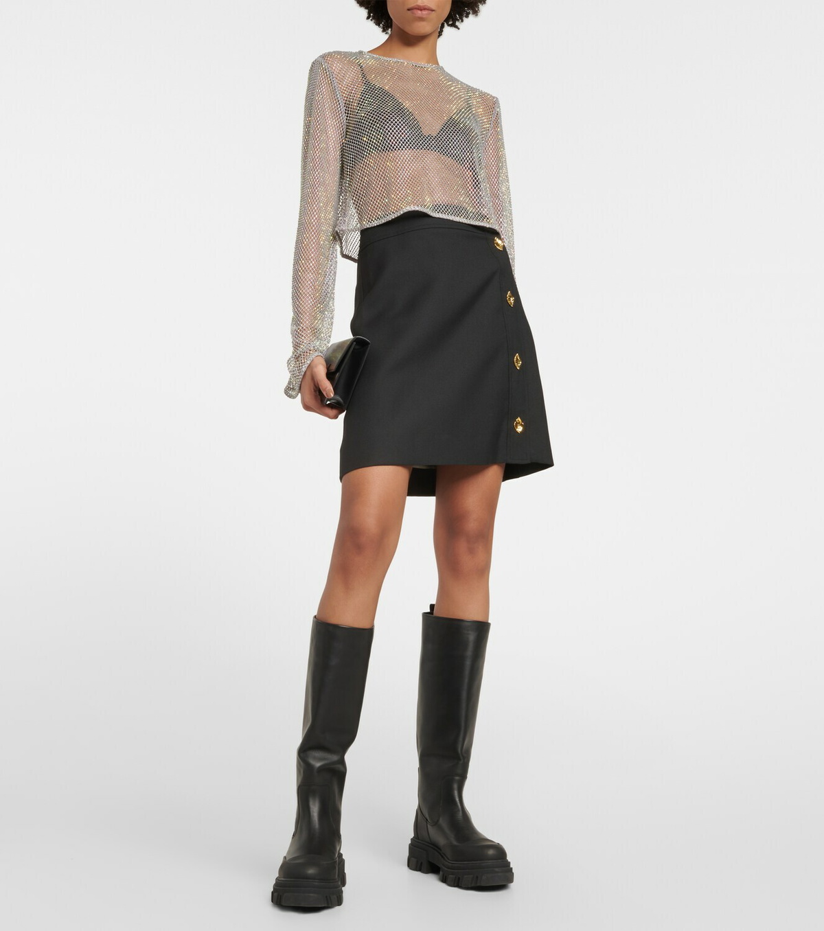 Ganni - Mesh embellished top GANNI