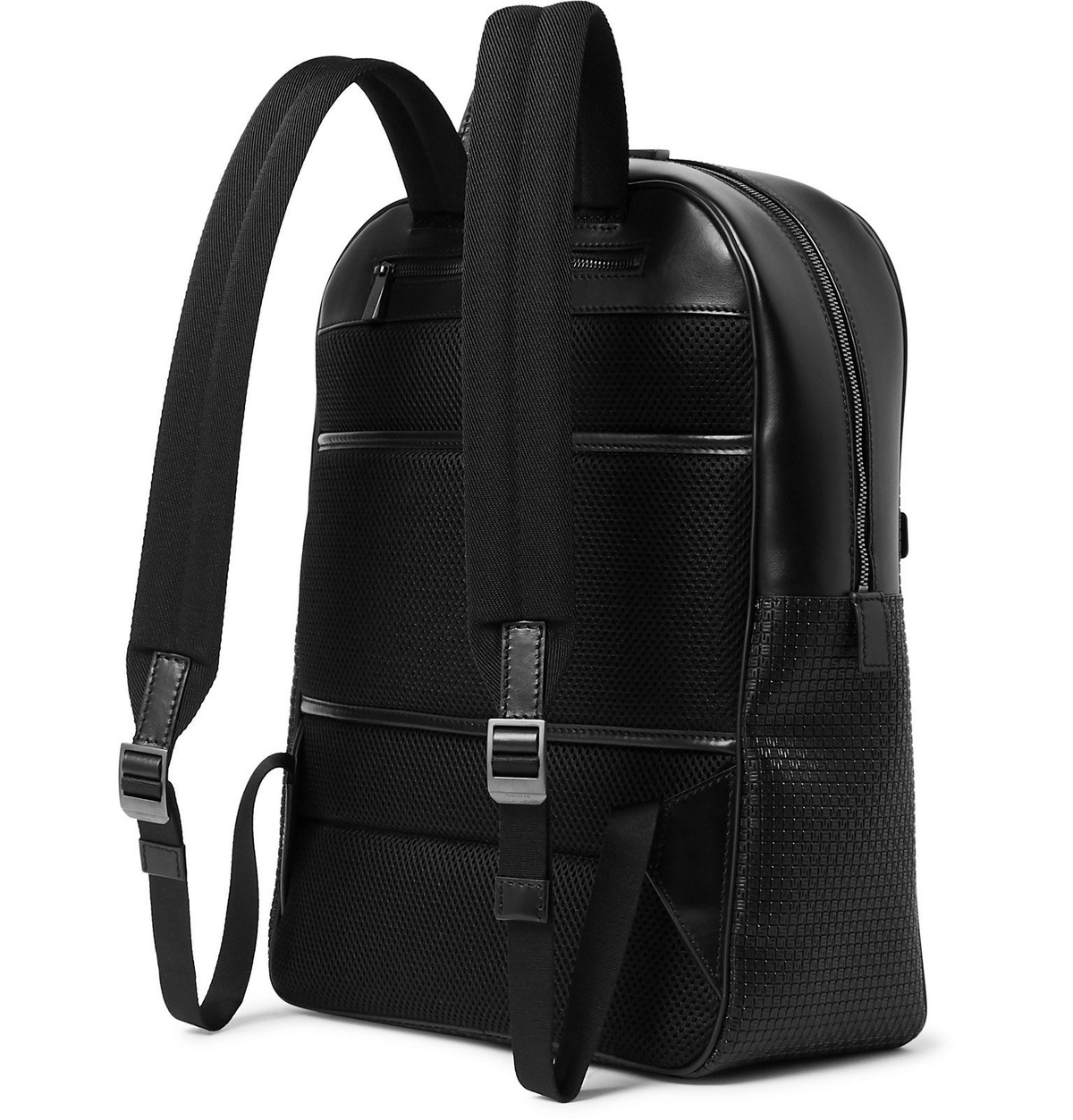 Serapian - Leather-Trimmed Stepan Coated-Cotton Backpack - Black Serapian