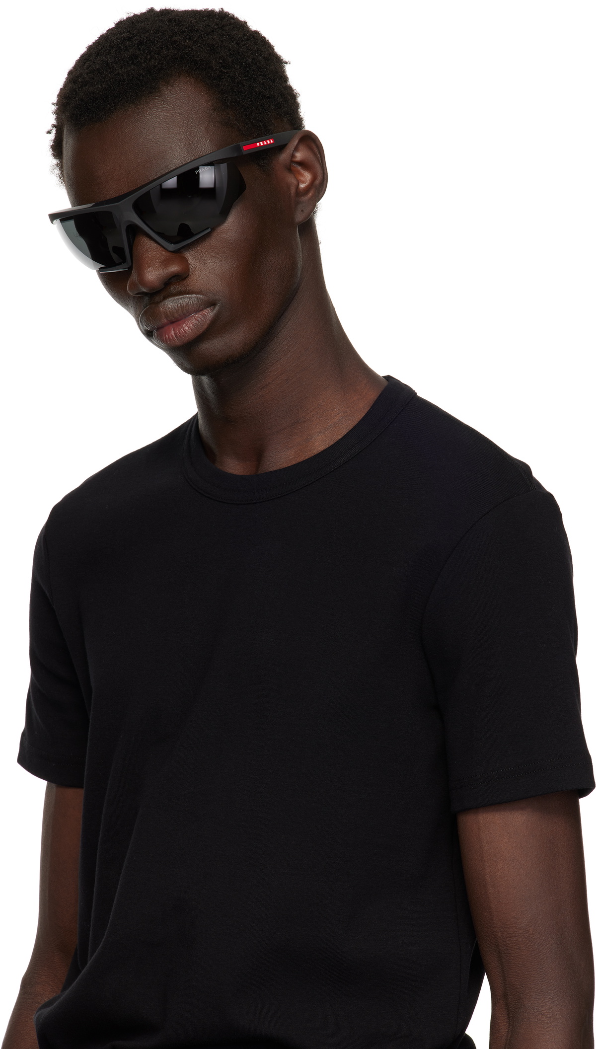 Prada Eyewear Black 'Prada' Linea Rossa Impavid Sunglasses Prada