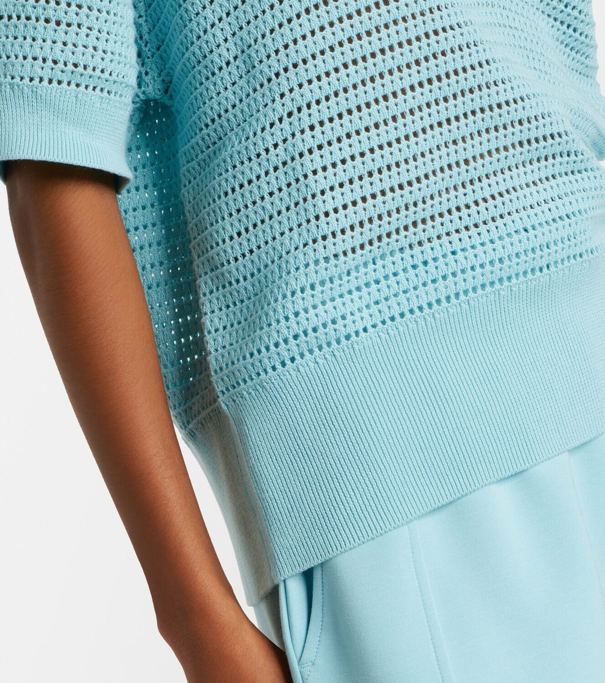 Varley Callie open-knit cotton polo sweater Varley