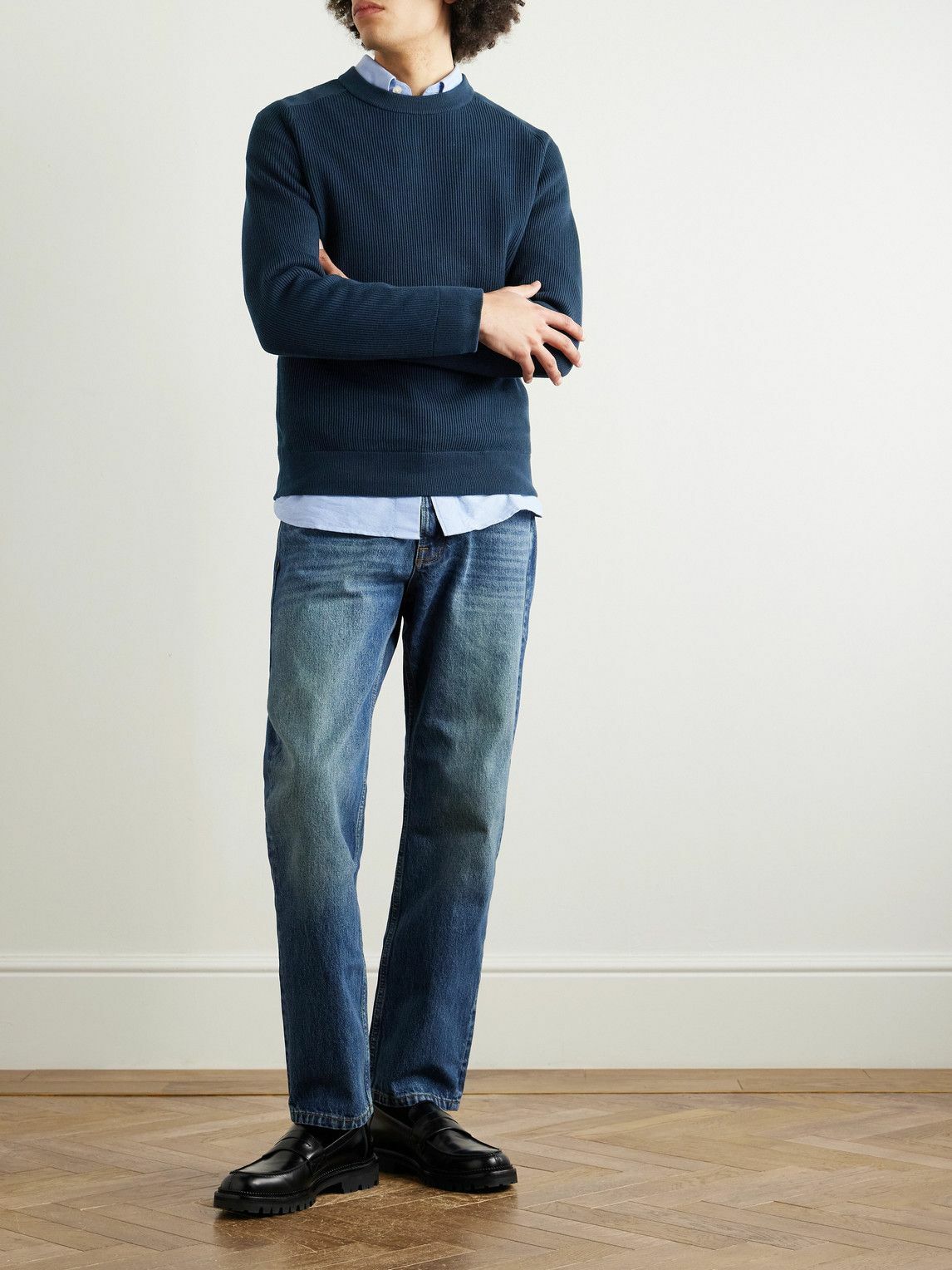 NN07 - Kevin 6600 Ribbed Organic Cotton Sweater - Blue NN07