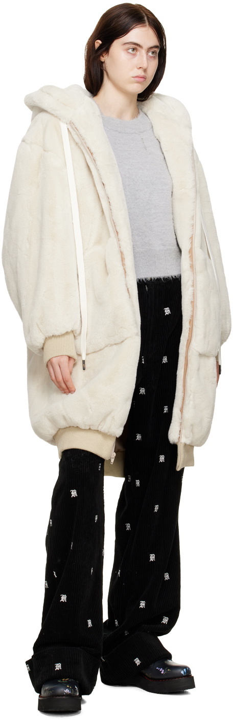 R13 Off-White Faux-Fur Zip Coat R13