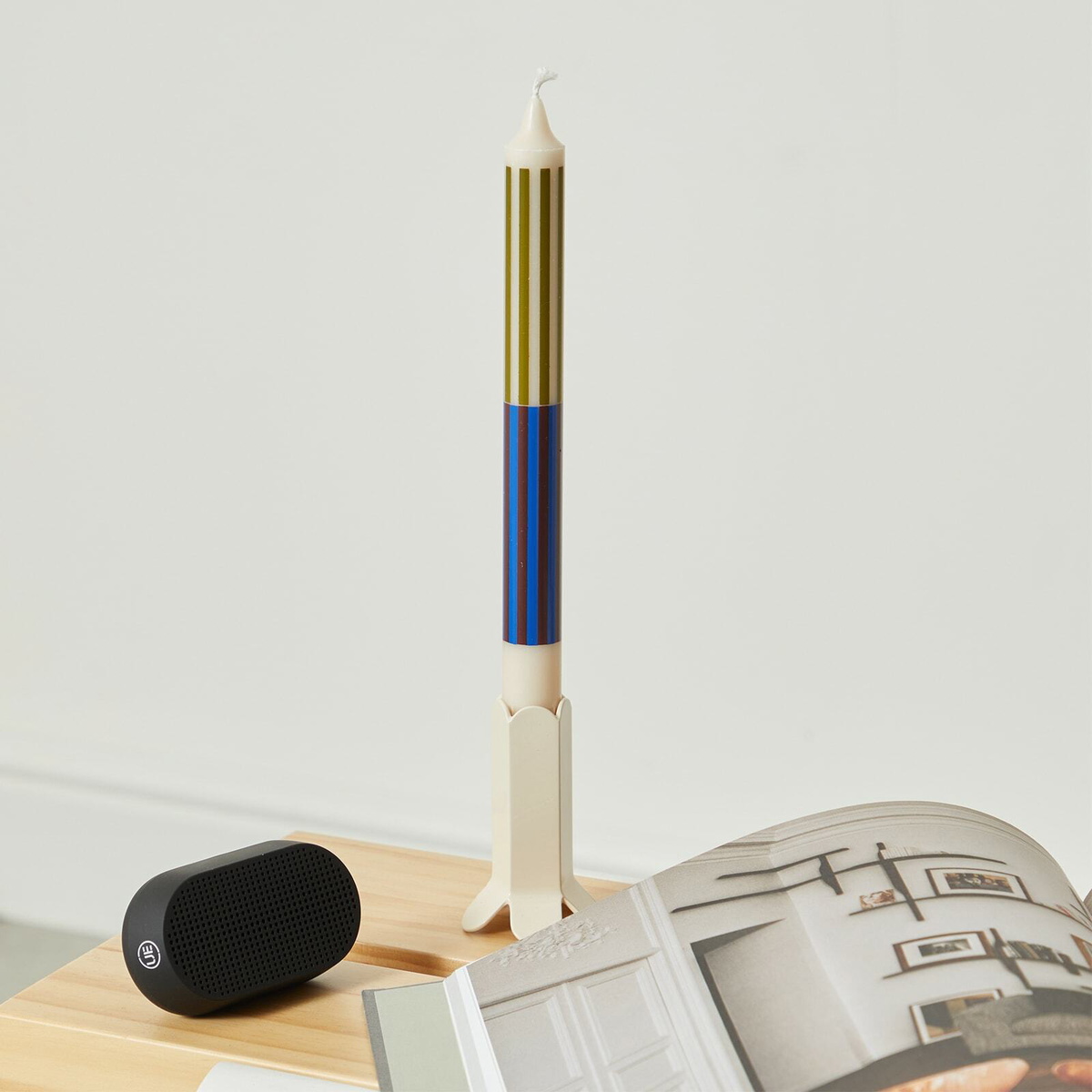 HAY Pattern Candle - Stripe in Off-White/Blue/Army HAY