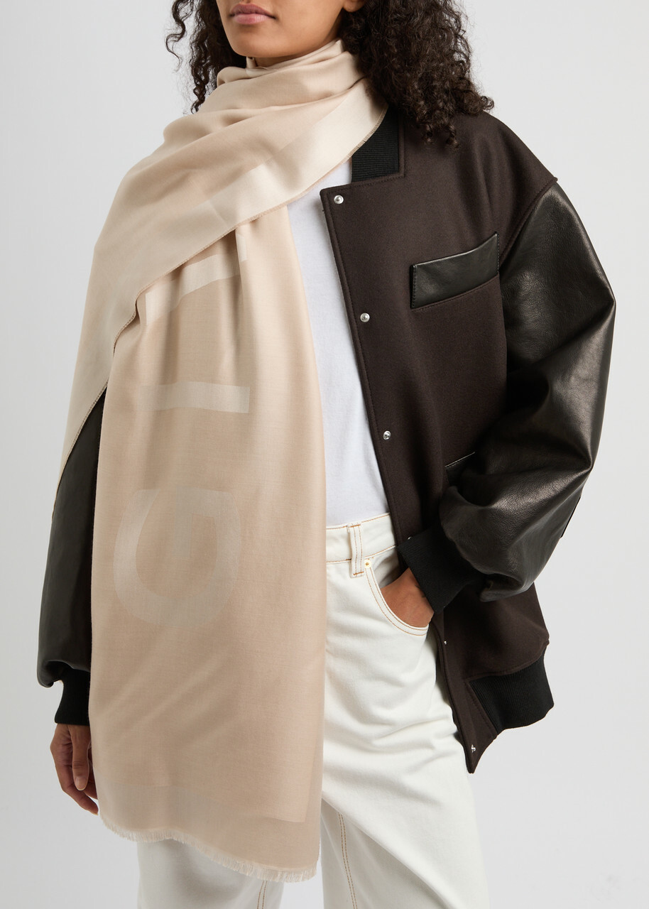 Givenchy Logo-jacquard Silk-blend Scarf - Cream - One Size Givenchy