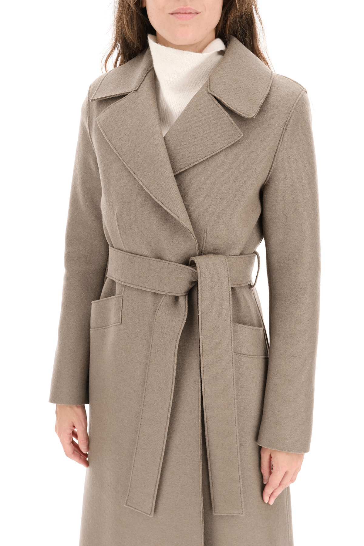 HARRIS WHARF LONDON long pressed wool coat Brown Harris Wharf London