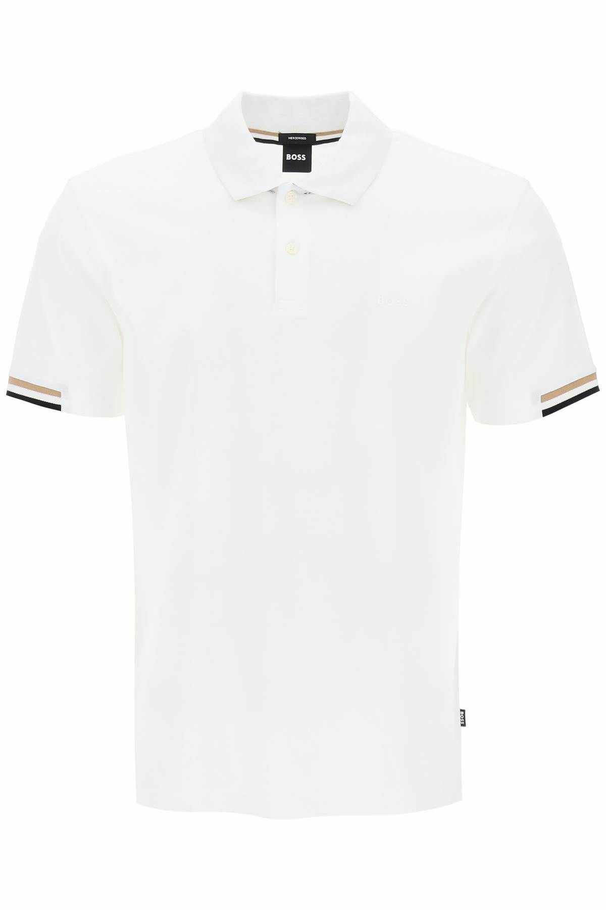 BOSS parlay polo shirt with stripe detail White BOSS