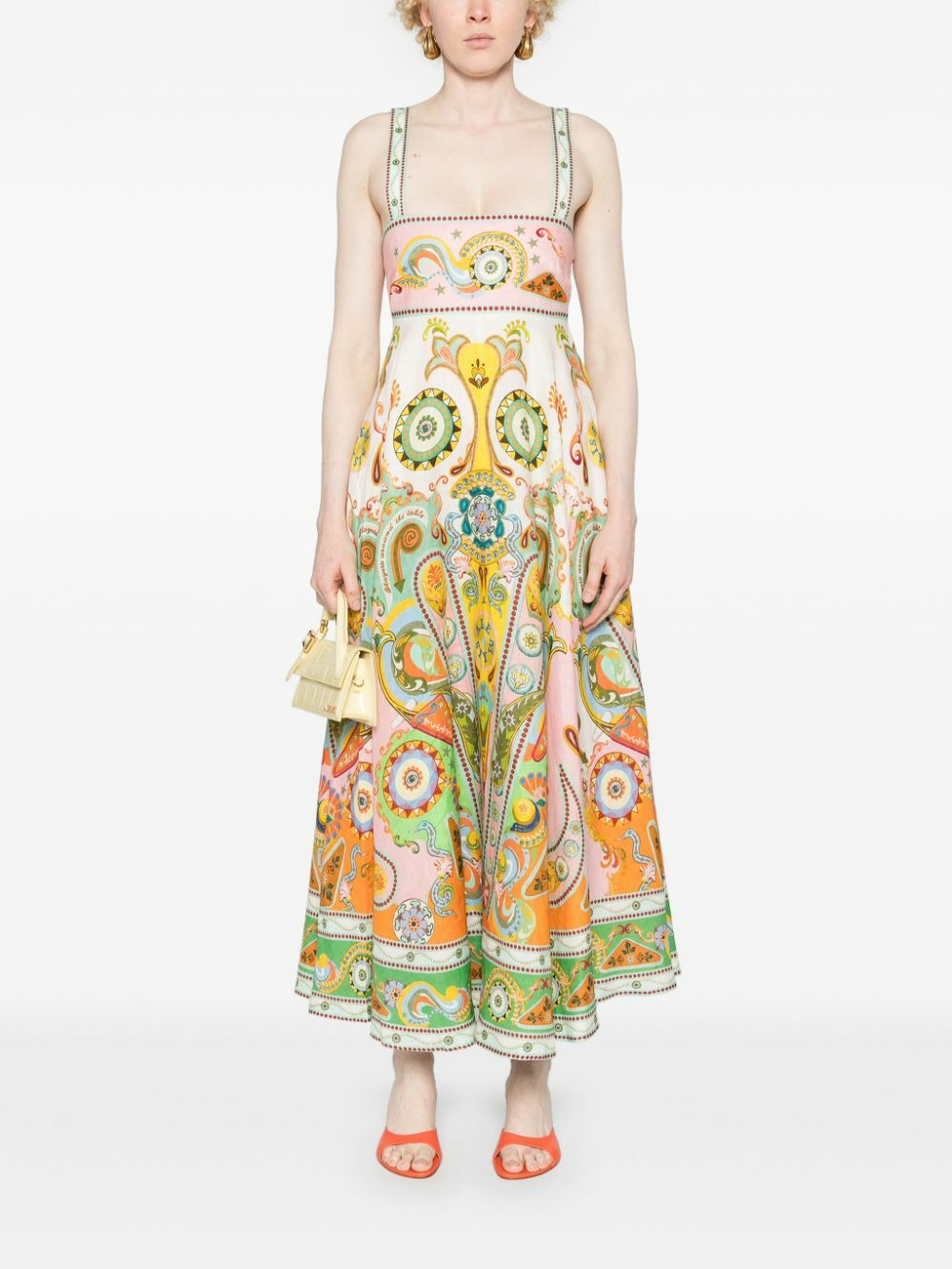 ALEMAIS Pink Pinball Linen Midi Dress ALÉMAIS