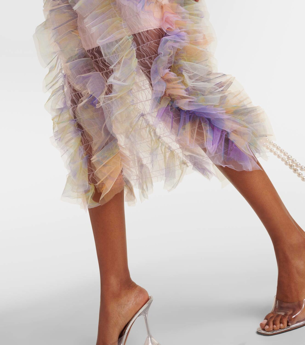 Susan Fang Shirred tulle maxi dress Susan Fang