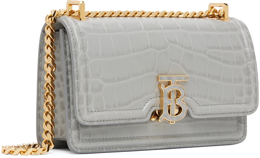 Burberry Gray Croc Mini TB Bag Burberry