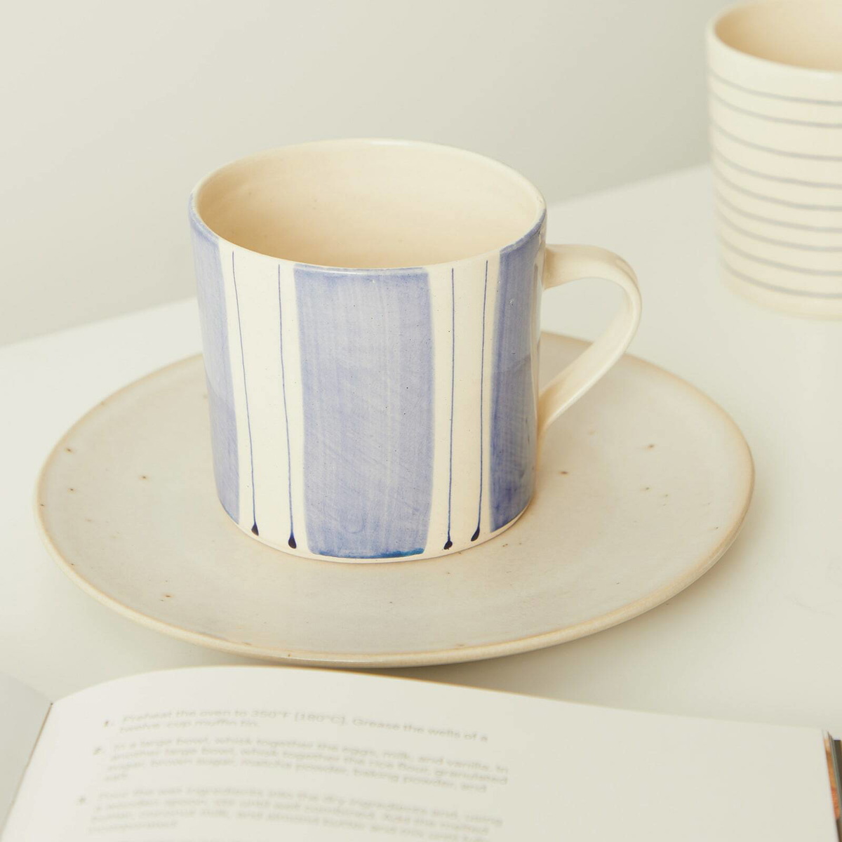 The Conran Shop Vertical Stripe Mug in Blue/White The Conran Shop