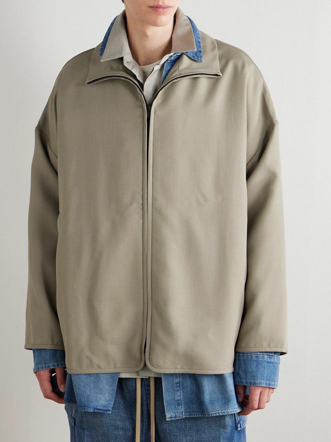 Fear of God - High Neck Logo-Appliquéd Wool-Blend Jacket - Brown Fear ...