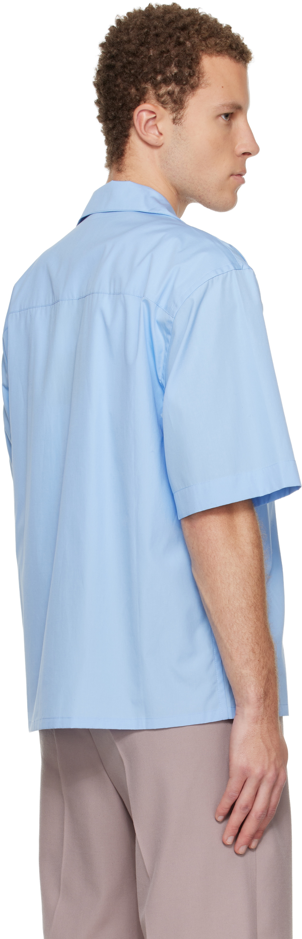 Marni Blue Hidden Logo Organic Poplin Bowling Shirt Marni