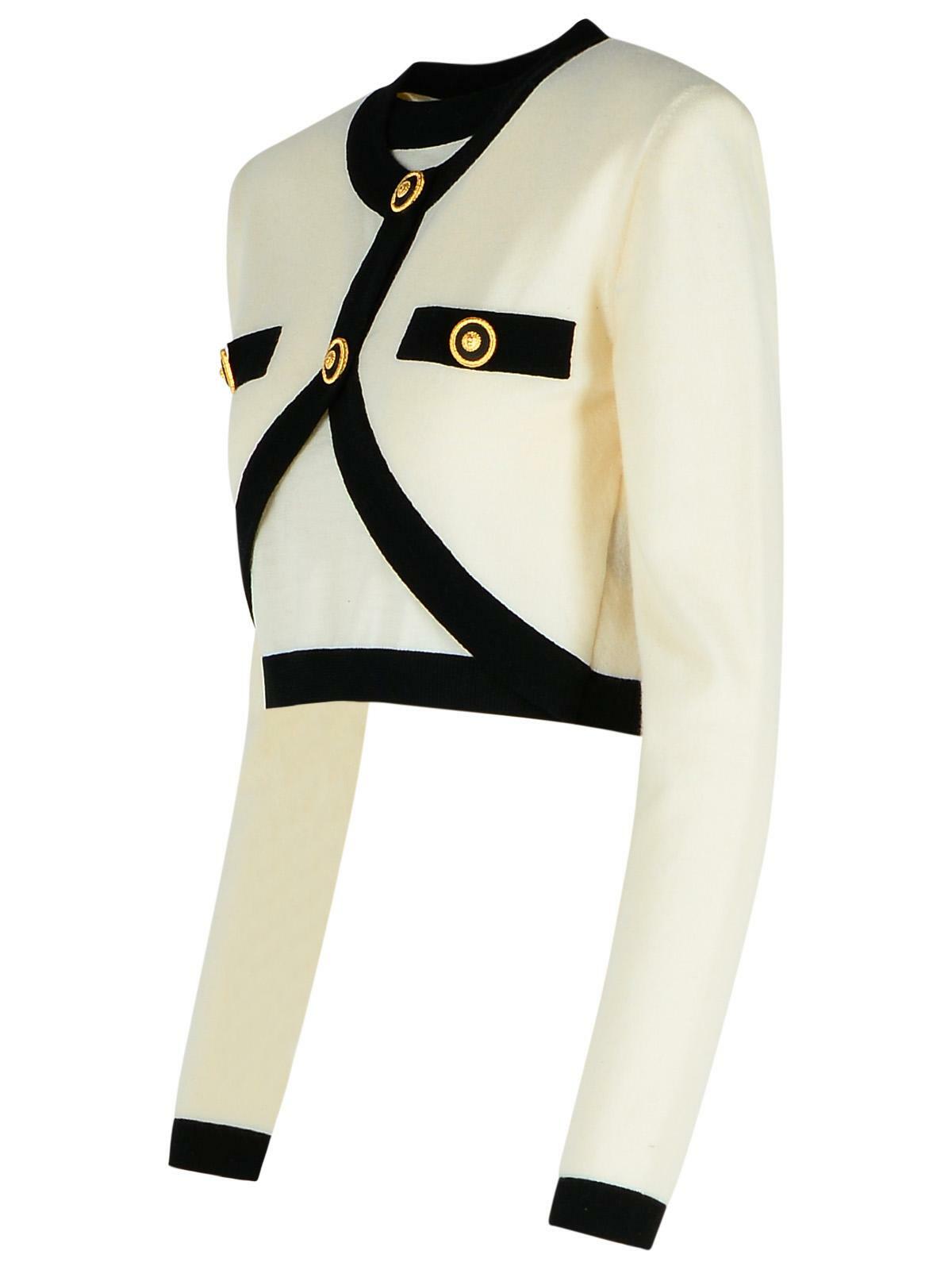 Balmain crop Cream Wool Blend Cardigan Balmain