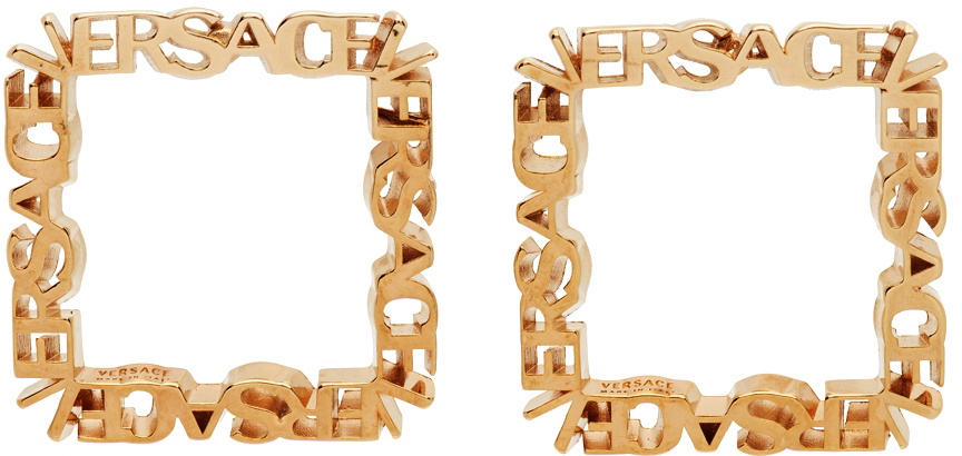 Versace Gold Logo Earrings Versace