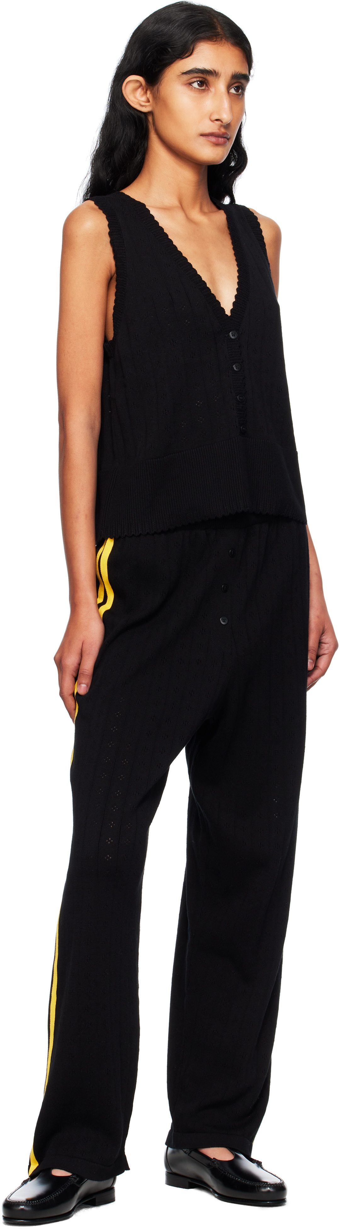 Cordera Black Organic Cotton Pointelle Trousers CORDERA