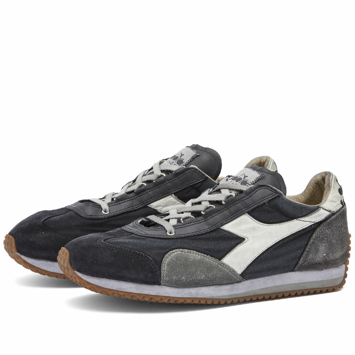 Diadora Men's Equipe H Dirty Stone Wash Evo Sneakers in Black/Grey Diadora