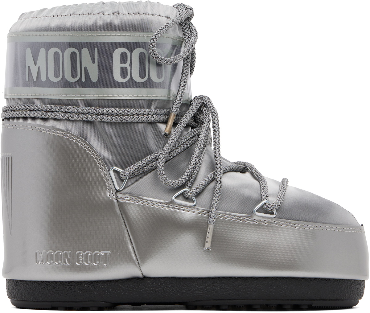 Moon Boot Silver Icon Low Glance Satin Boots Moon Boot