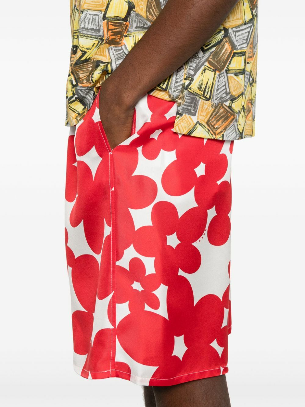 Marni Red Floral-Print Shorts Marni