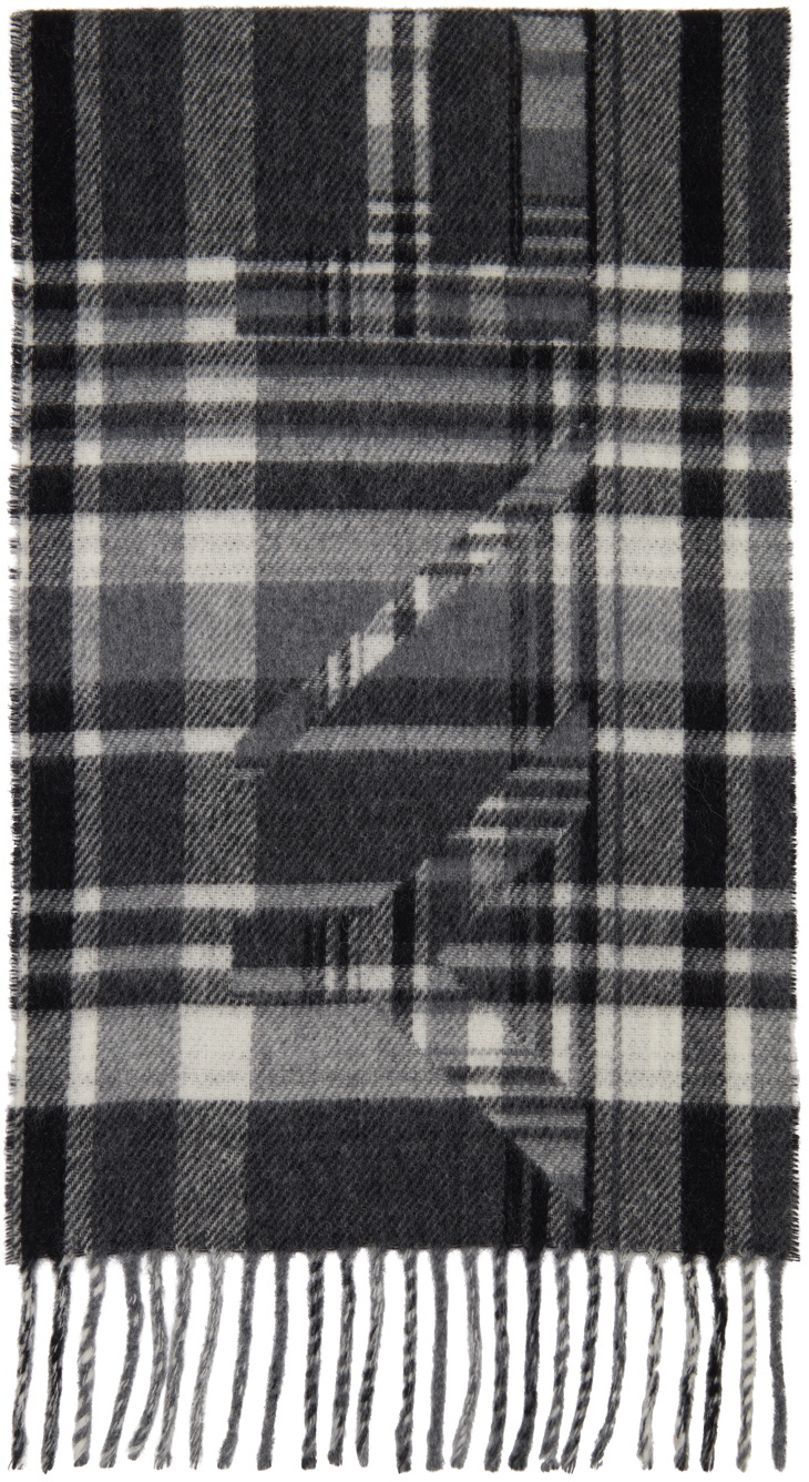 Y/Project Gray & Black Check Scarf Y/Project